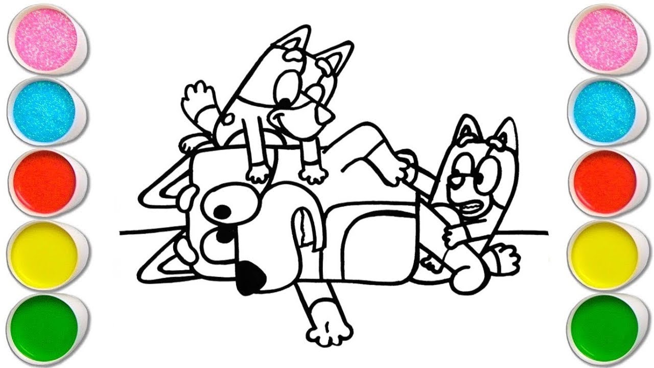 Bluey and Bingo tickling their dad Drawing, Painting & Coloring For ...