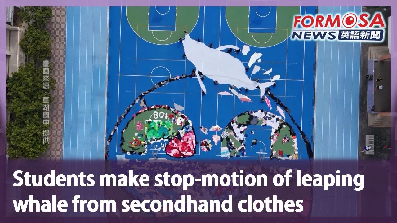 Students make stop-motion of leaping whale from secondhand clothes ...
