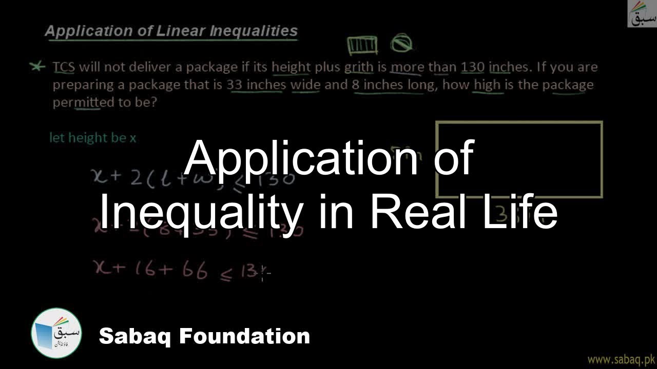 Application of Inequality in Real Life, Math Lecture | Sabaq.pk - YouTube
