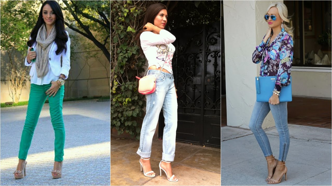 Outfits con Jeans y tacones - YouTube