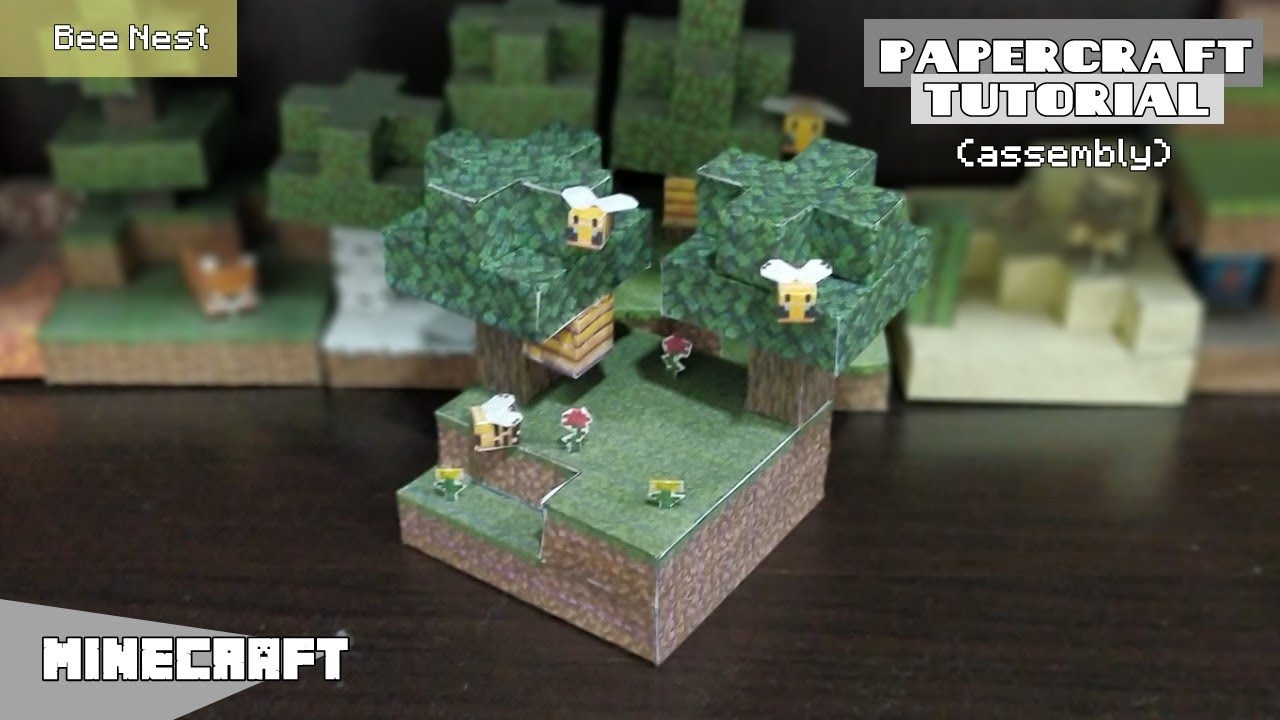Bee Nest Minecraft Papercraft - assembly tutorial - ByLominion - YouTube