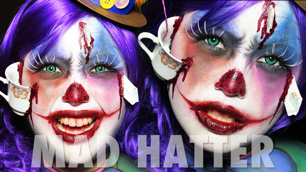 Mad Hatter Crazy Clown Makeup Tutorial | Alice in Wonderland - YouTube