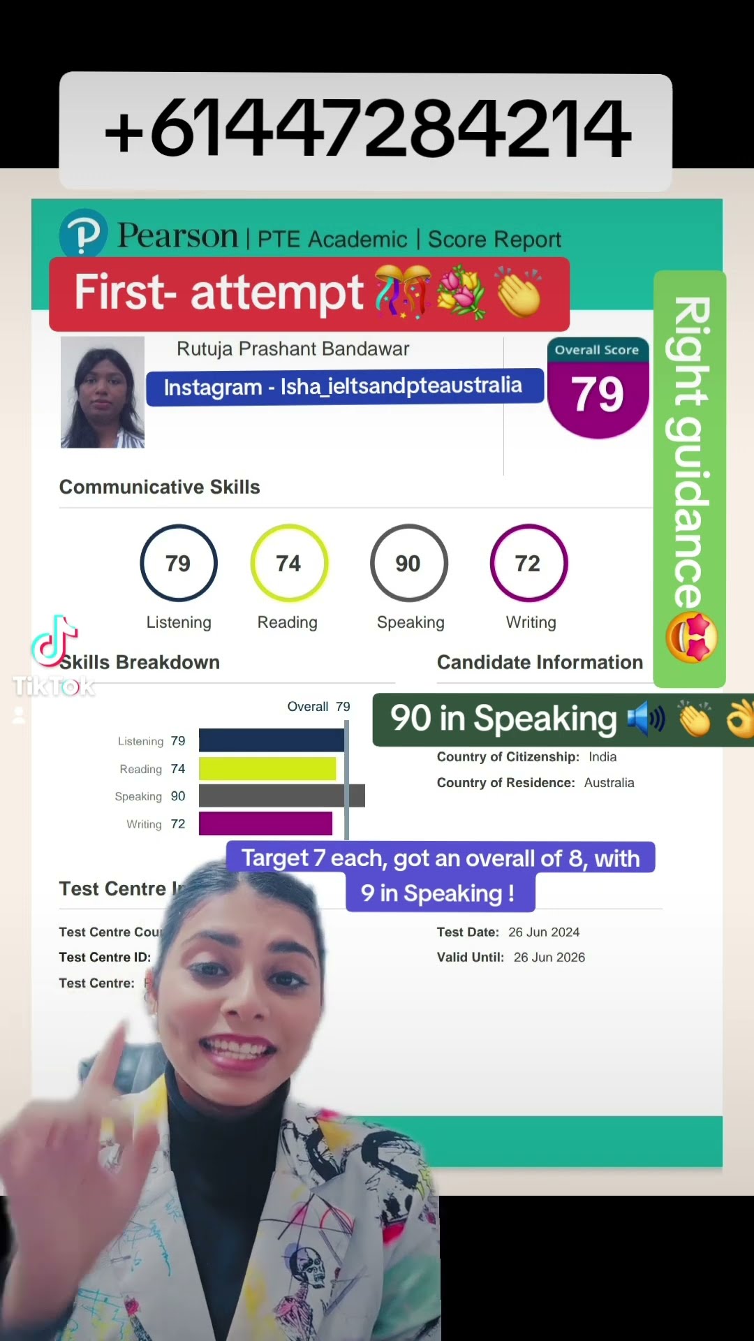Congrats to Rutuja, our dear student who has aced her PTE with only weekend classes. 💫 ️ - YouTube