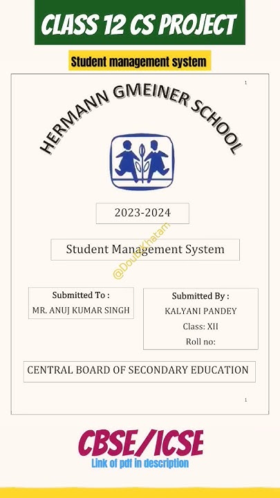 COMPUTER SCIENCE PROJECT|| STUDENT MANAGEMENT SYSTEM || CLASS 12 #cbse ...