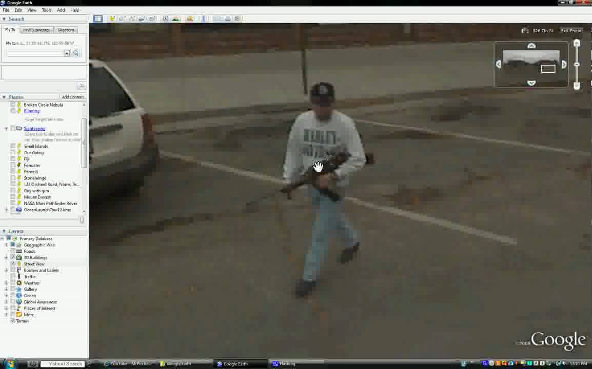 Man with Gun on Google Earth - YouTube