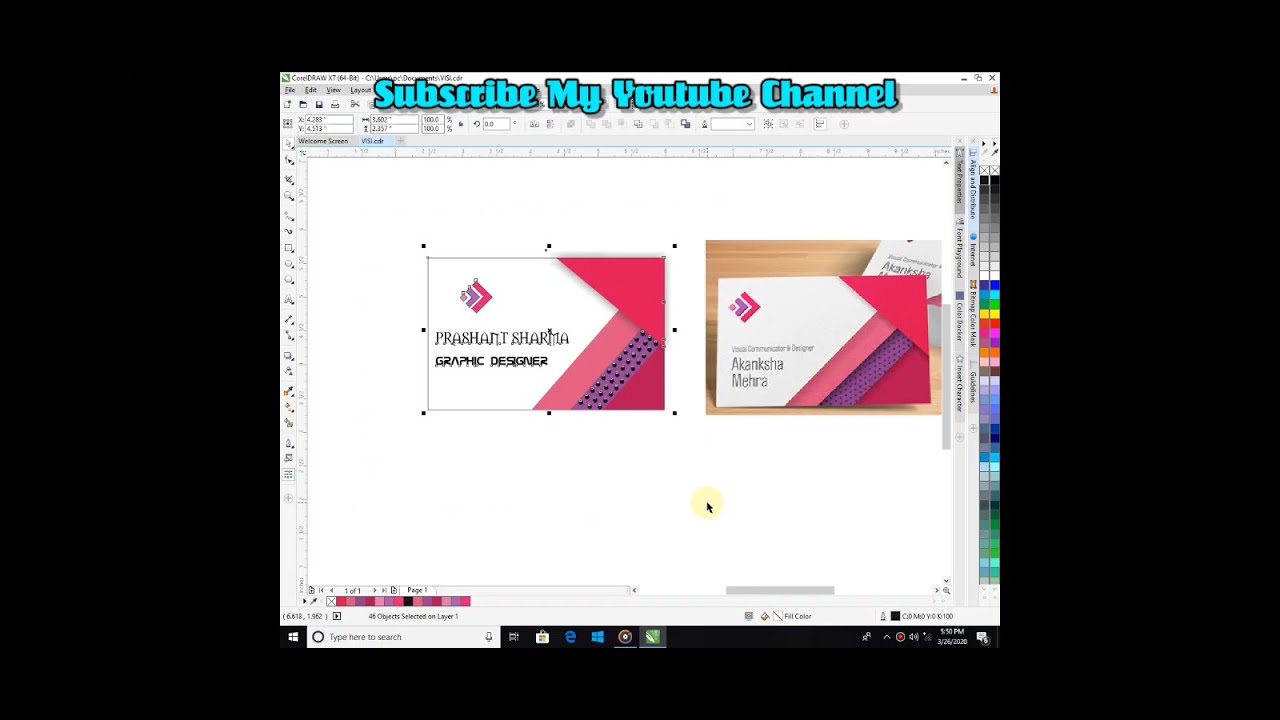 Visiting Card Design 2 in Corel Draw X9 X7 X6 - YouTube