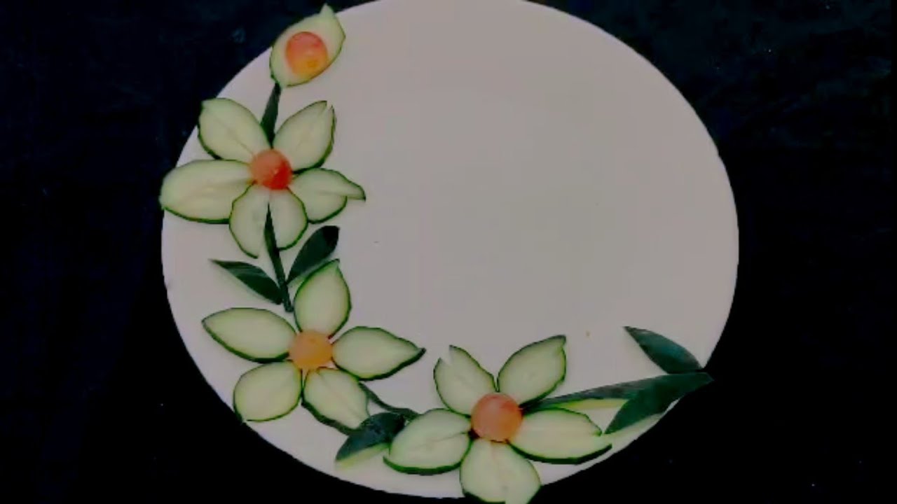 Cucumber Flowers //শসা দিয়ে প্লেট ডেকোরেশন //Cucumber decoration ...