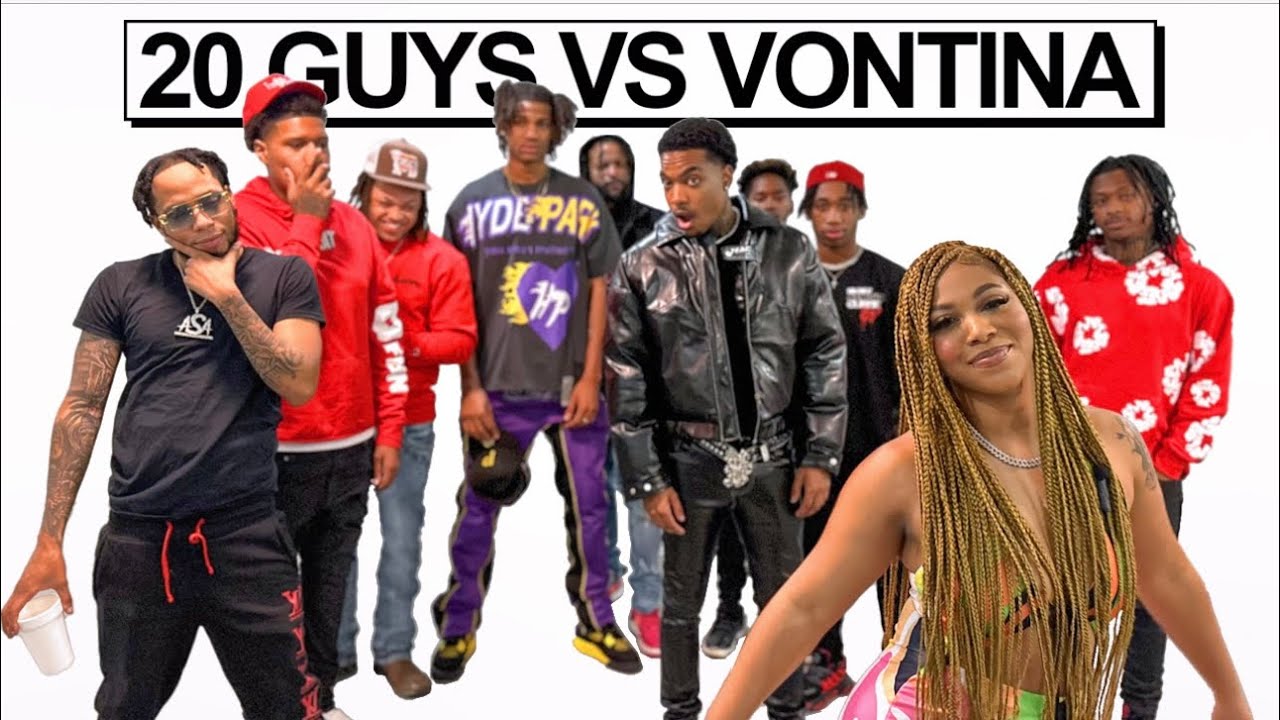 20 Guys Vs 1 Rapper : VonTina - YouTube