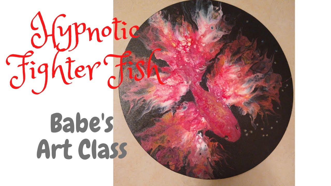 Hypnotic Fighter Fish done in my "Drip and Swipe" technique and also ...