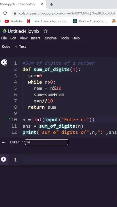Sum Of Digits Of A Given Number Program In Python 09 ๐ป๐ฅ๐ค Youtube