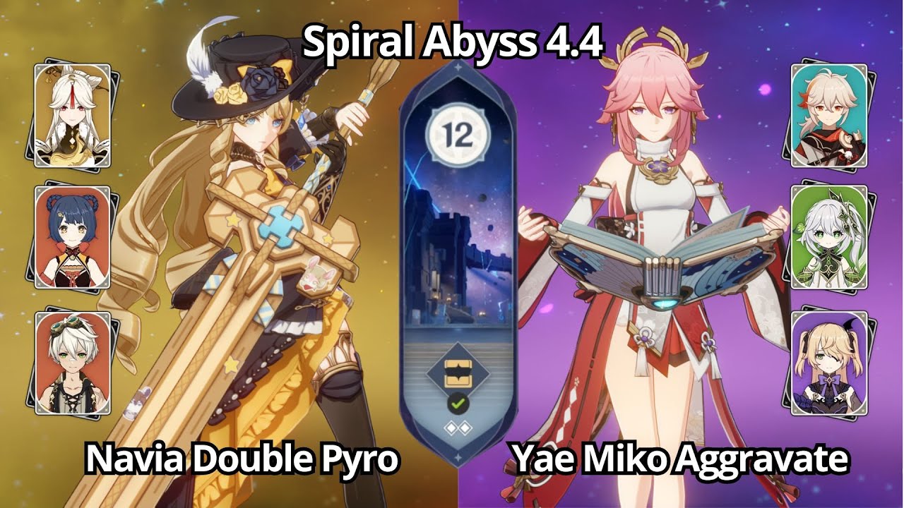 F2P C0 Navia Double Pyro & C0 Yae Aggravate - Spiral Abyss 4.4 Floor 12 Genshin Impact - YouTube