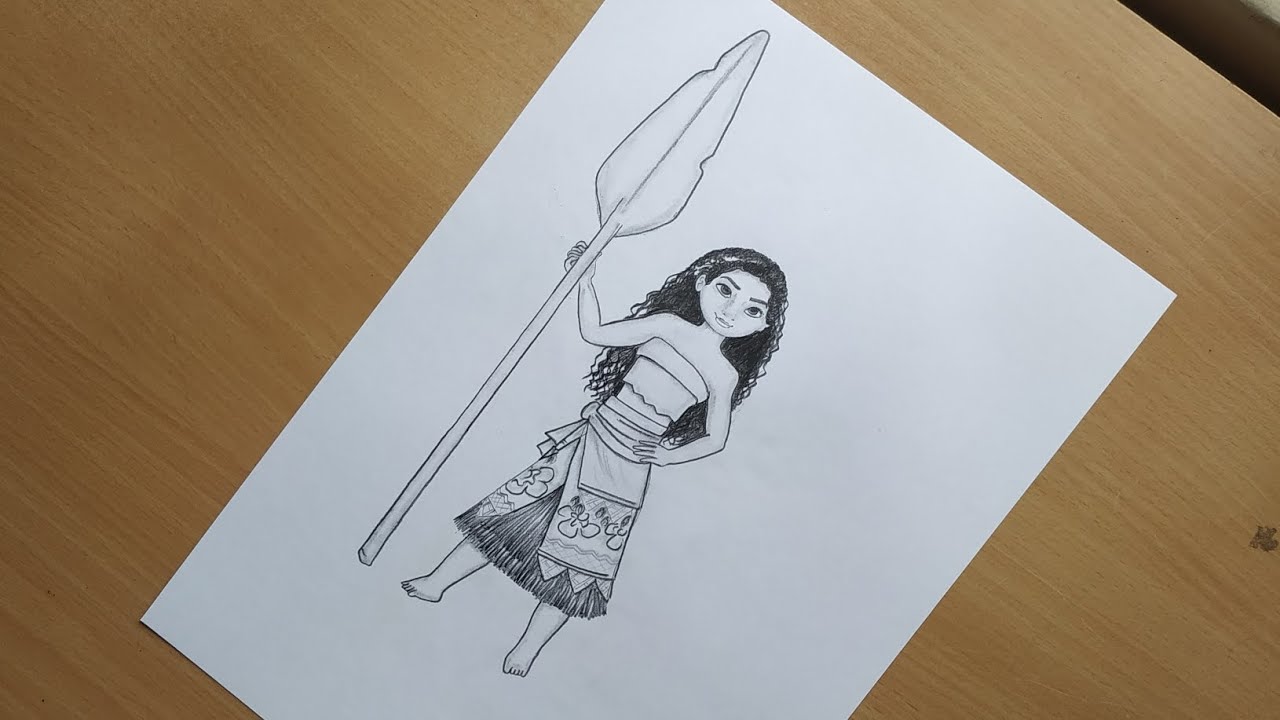 fearless Moana ll easy pencil art - YouTube