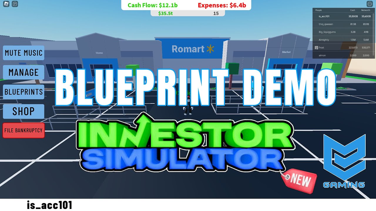 Roblox Investor Simulator Blueprint Demo - YouTube