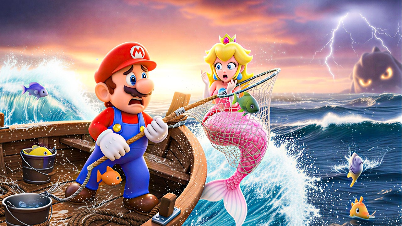 🐠Mario finds a mermaid in his fishing net… It's the princess! 🎣🛶 - YouTube