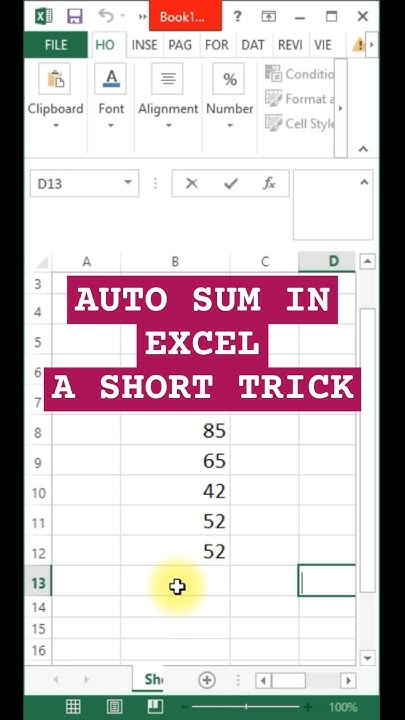 Auto Sum in Excel A short trick - YouTube