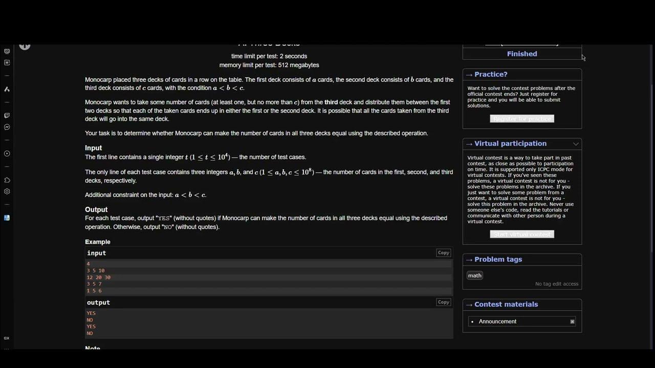 Educational Codeforces Round 178 - A Three Decks - YouTube