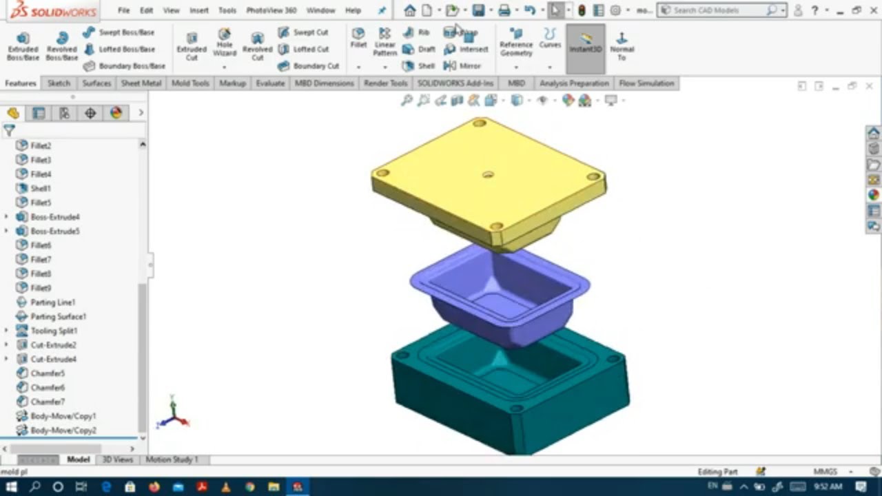 Plastic Mold Design in Solidworks 2021 - YouTube