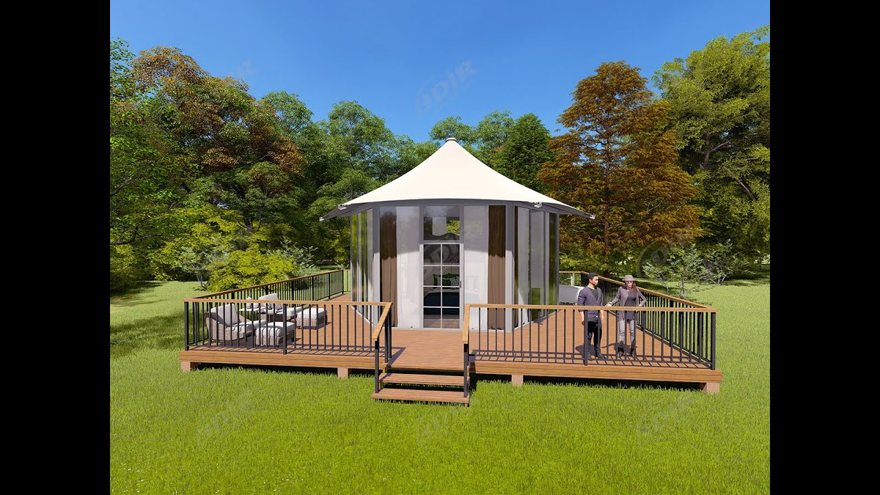 Luxurious Safari Tent Structure with Regular Hexagonal Shape - YouTube