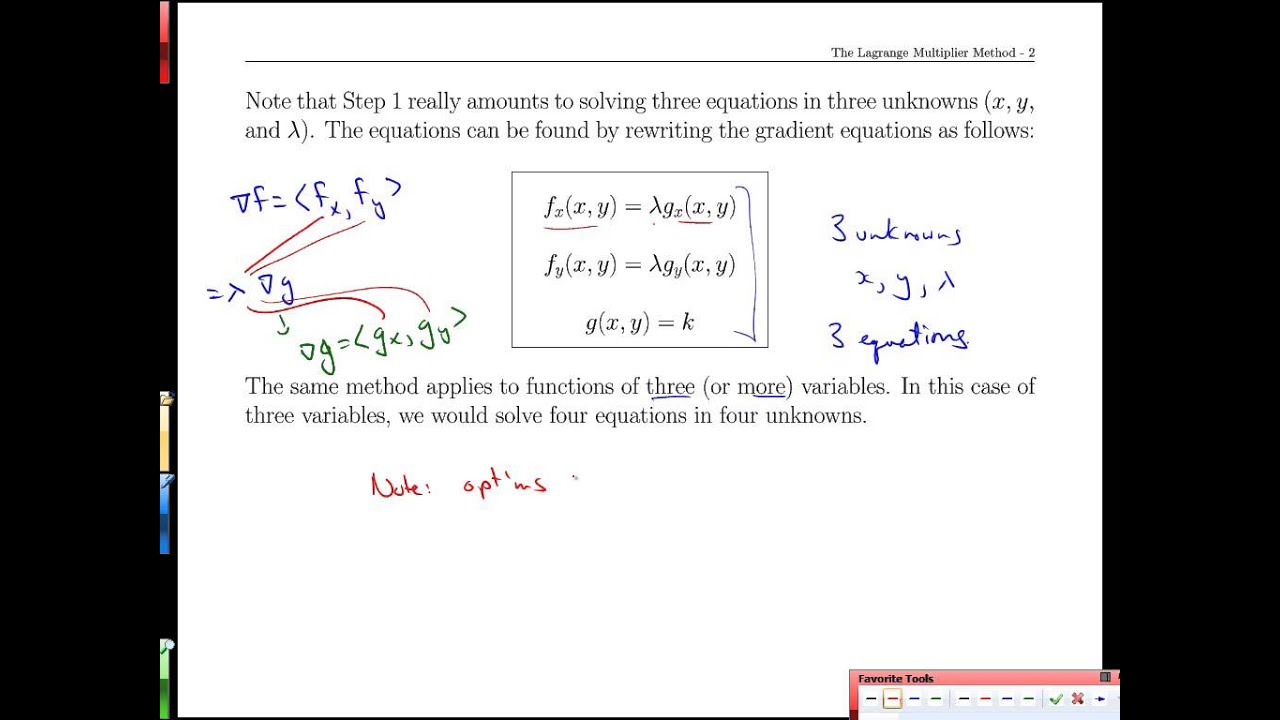 Lagrange Multipliers Formula