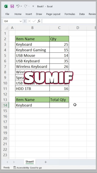 Sumif function in Excel l excel tips and tricks #excelshorts ##ytshorts #shorts - YouTube