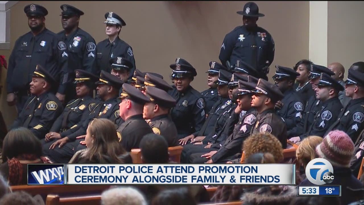 Detroit police attend promotion ceremony with friends & family - YouTube