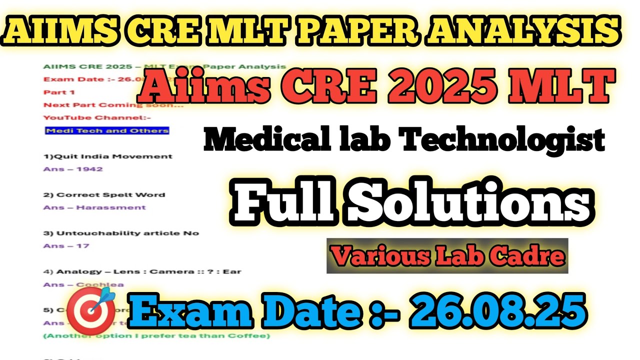 Aiims CRE MLT Paper analysis 2025 - YouTube