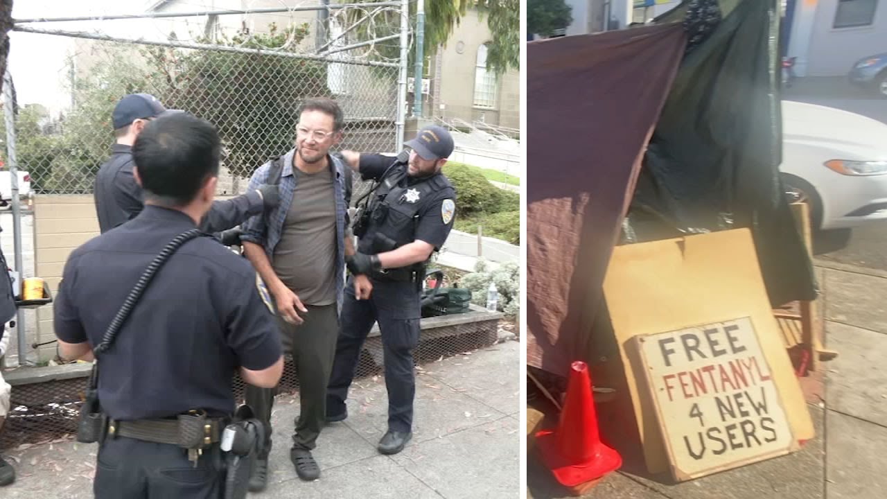 Convicted child molester displaying 'free fentanyl' sign across SF ...