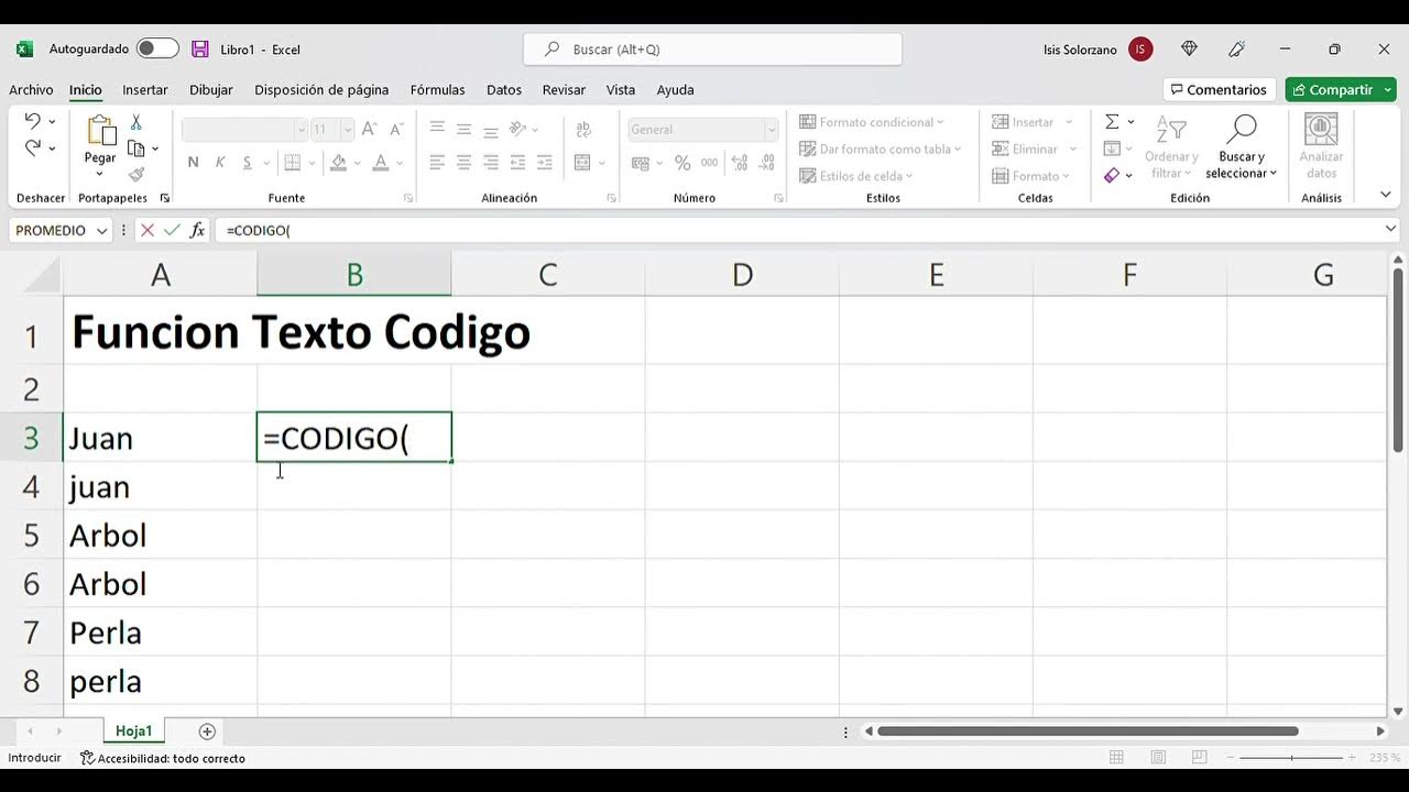 Funcion Codigo en Excel - YouTube