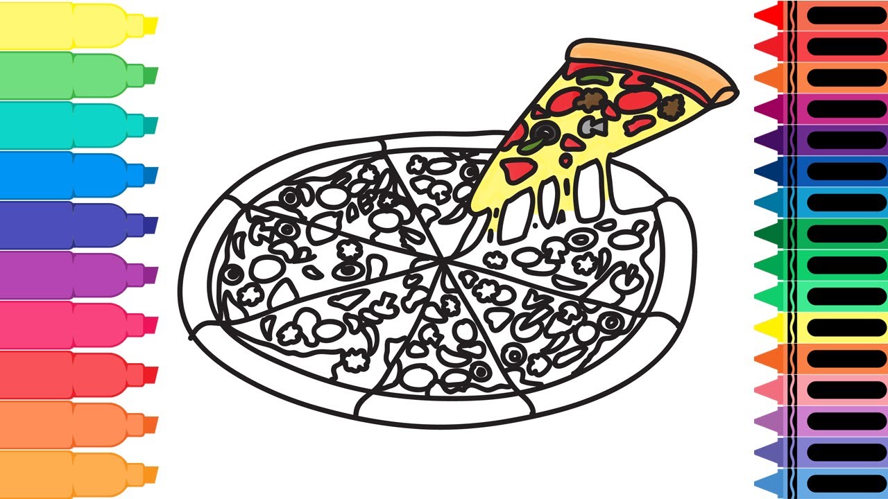 How to Draw Pizza - Coloring Books for Kids - Art Colors for Kids ...