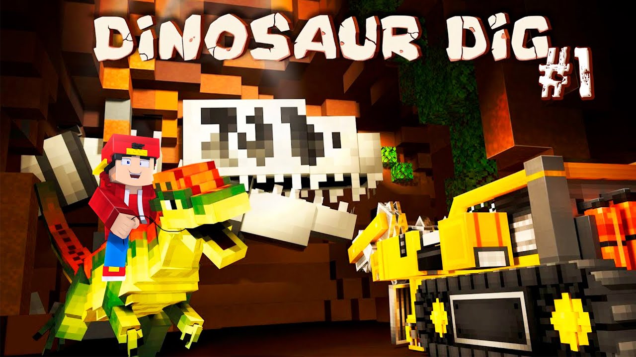 Minecraft DINOSAUR DIG #1 - MINING DINOSAUR FOSSILS!! - YouTube