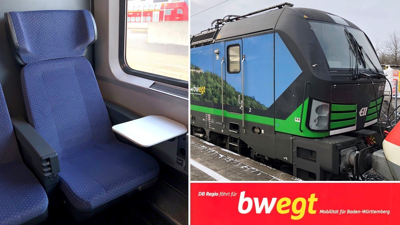 IRE 200 Ulm - Wendlingen: Mitfahrt im ex IC-Wagen mit Vectron über die ...