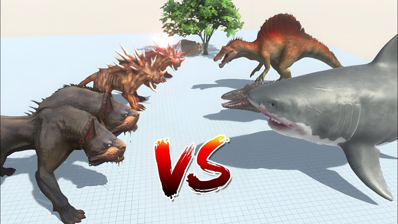 New Three Headed Dog of Revolution VS Megalodon - Animal Revolt Battle ...