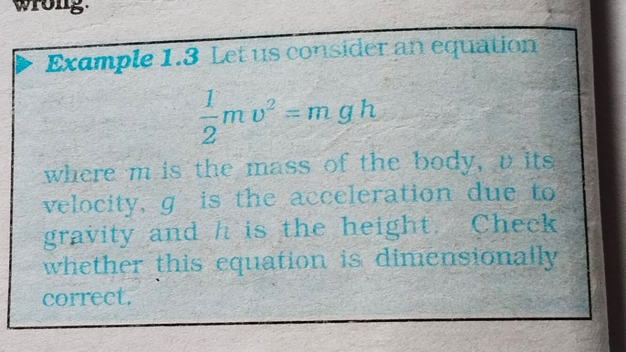 Let us consider an equation 1/2mv² =mgh where m is the mass of the body ...
