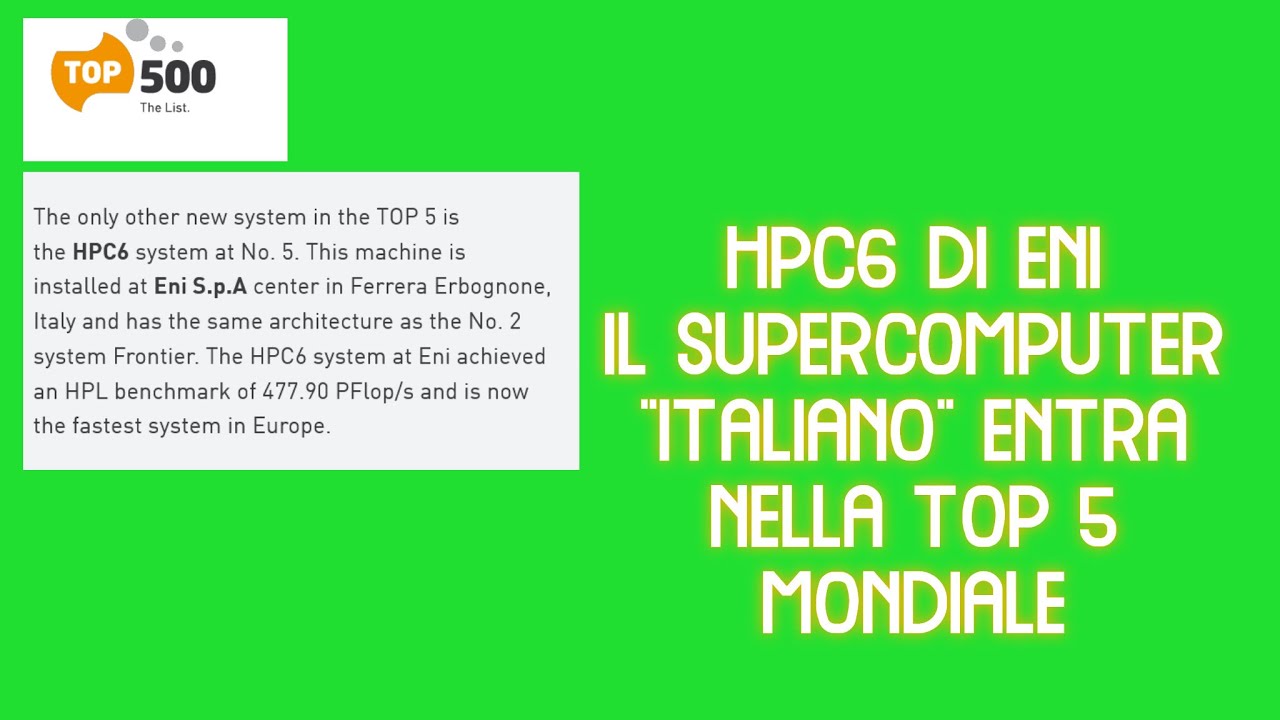 HPC6, il supercomputer piú potente d’Europa é “italiano” - YouTube
