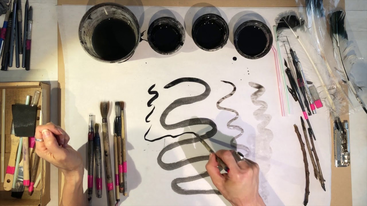 Demonstration of using Ink with a Brush and Wash - YouTube