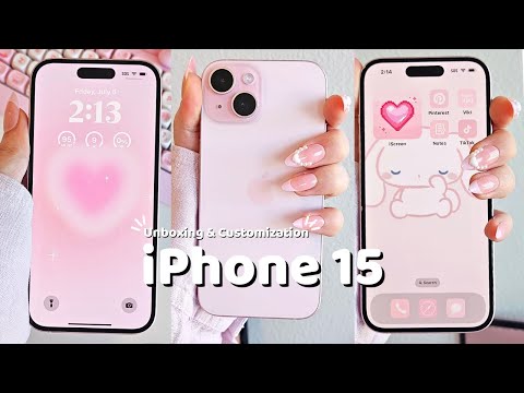 ✨️ iPhone 15 ✨️ 📱| Aesthetic Unboxing & Customization  🎀📦🌸 (ASMR)