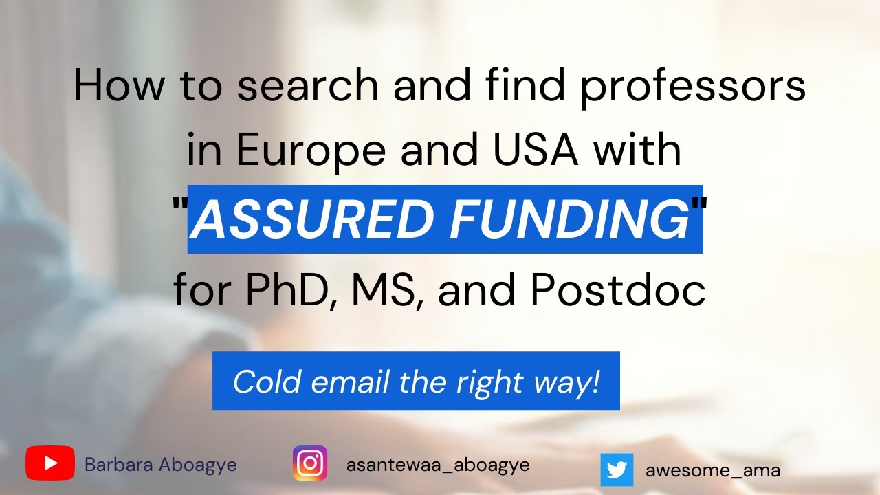 How to search and find professors wIth assured funding for graduate ...