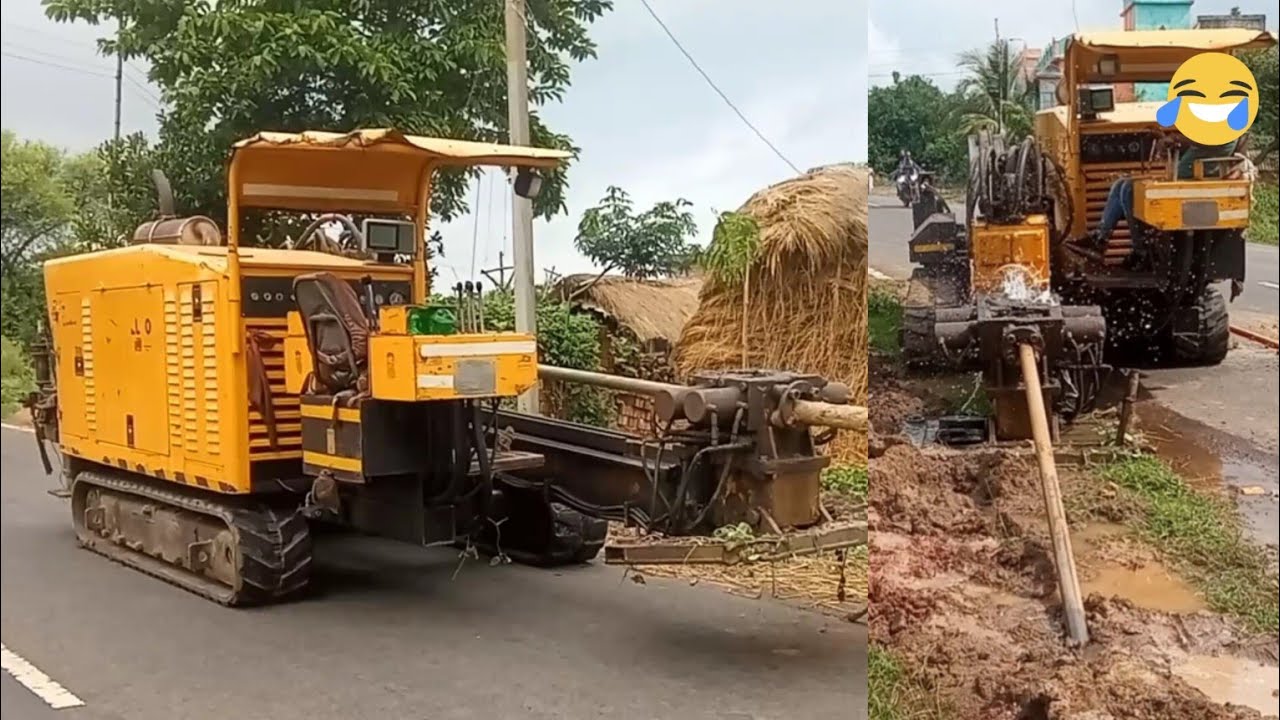 New horizontal drilling machine Mud pulling in pipeline machine - YouTube