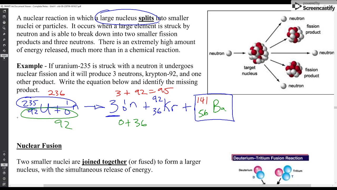 Phys 30 - Nuclear Fusion vs Fission (Balancing Nuclear Reactions) - YouTube