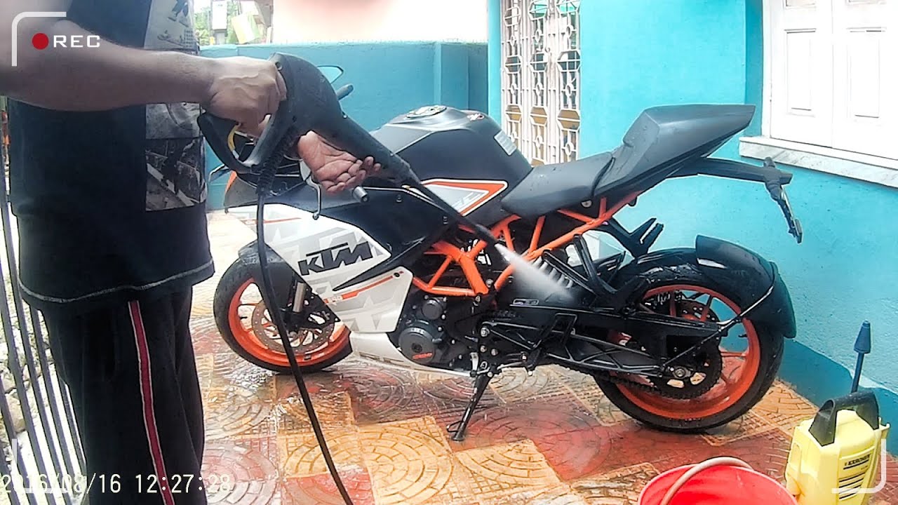 WASHING MY KTM RC390// EASY WAY TO WASH BIKE//KARCHER PRESSURE WASHER ...