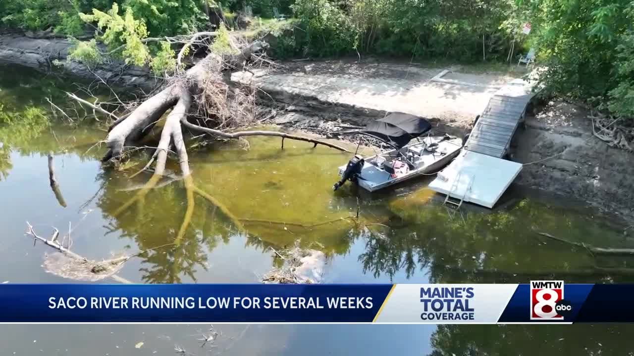 The water level drops below average on the Saco River - YouTube