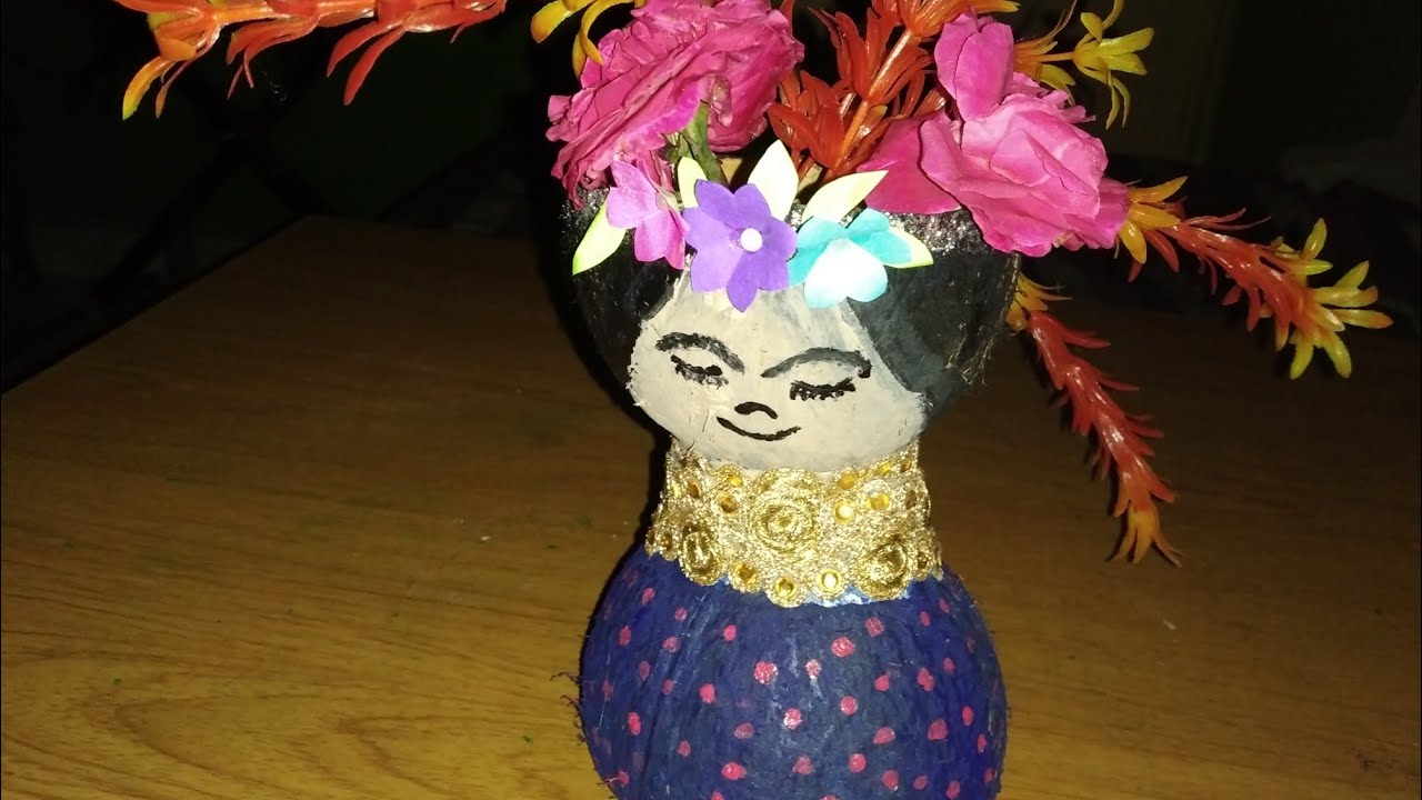 How to make a beautifiul FLOWER VASE...with COCONUT SHELL|Crafts Queen ...