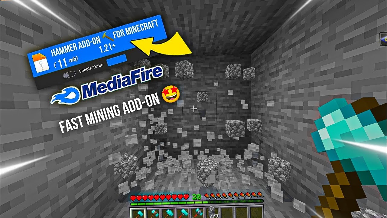 🔨 Quick Quick Mining Hammer Mod in MCPE 1.21+ 💥 | Mine 3x3 Blocks Instantly! 🚀 - YouTube