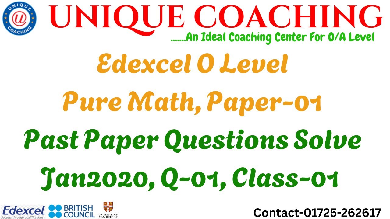 Edexcel O Level Pure Math Paper-01, Past Paper Jan2020, Question-01 ...