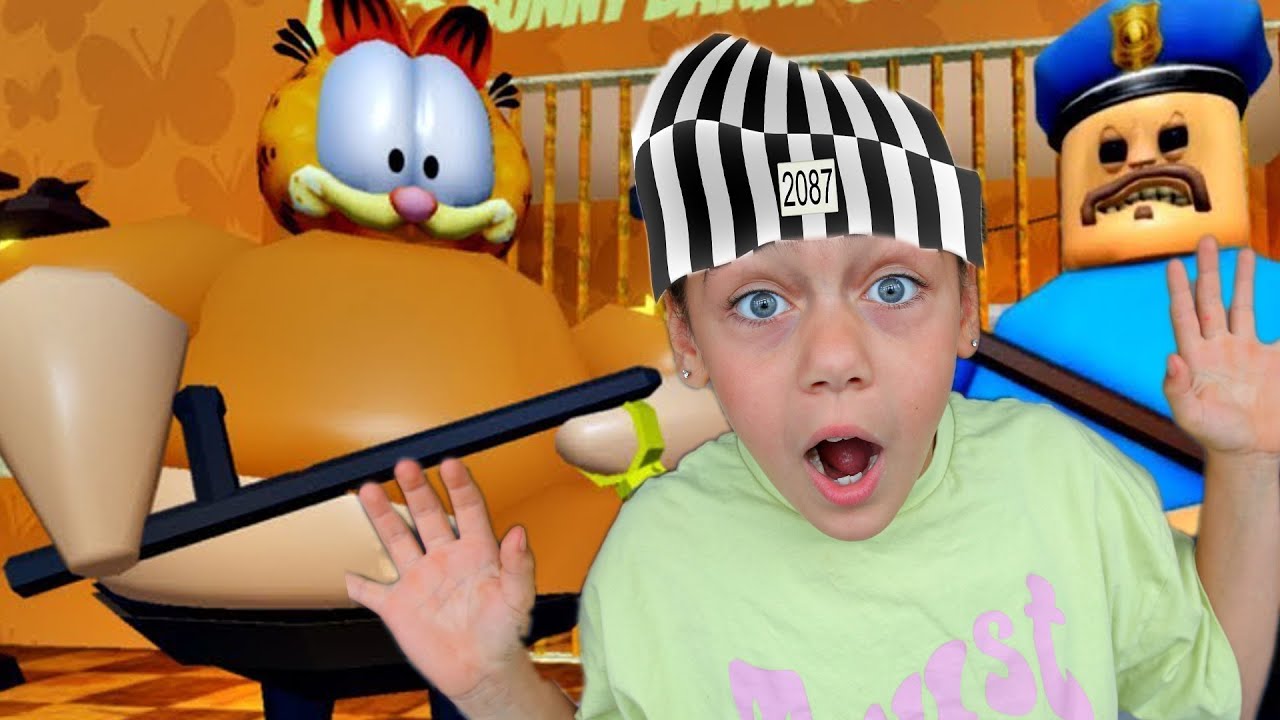 Can we Escape the GARFIELD BARRY Prison Roblox Family Challenge - YouTube