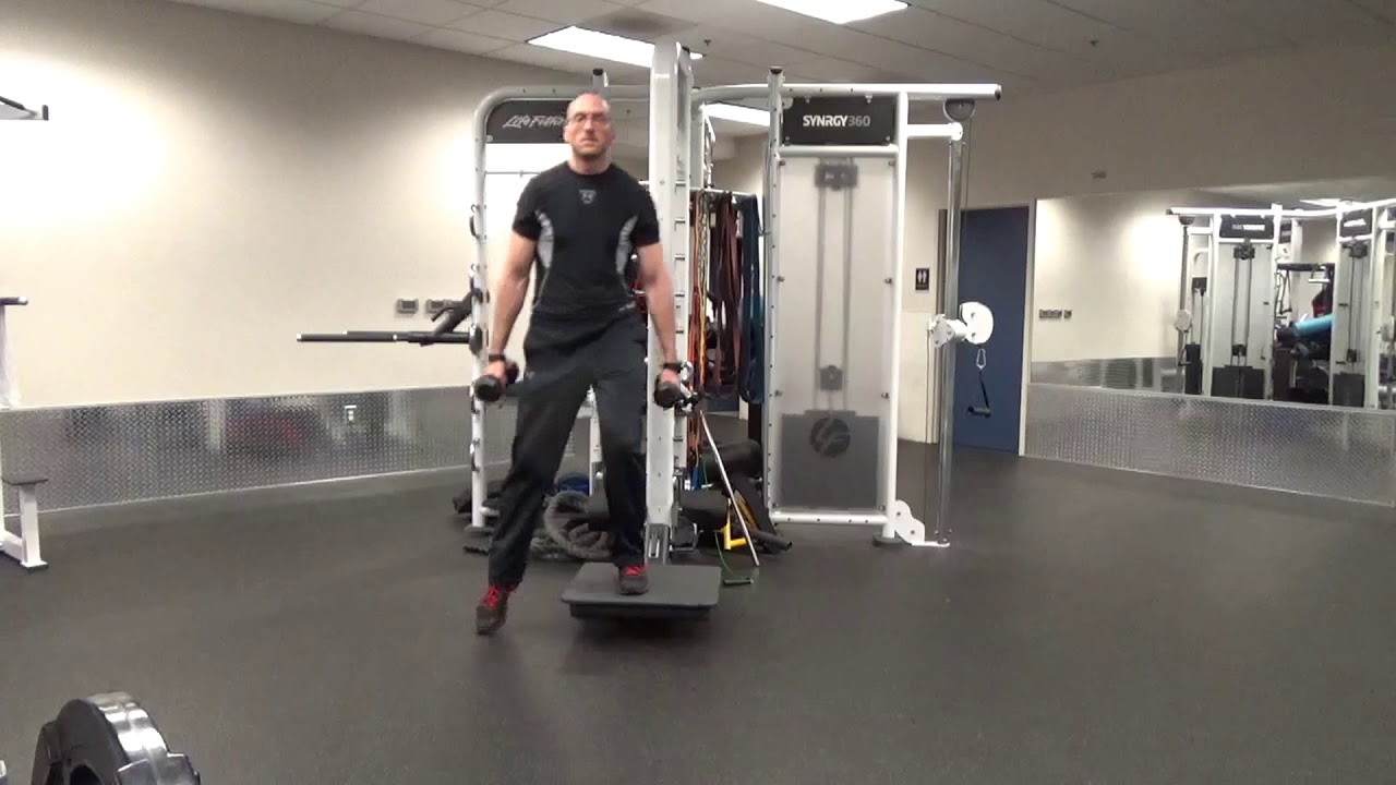 Step Up to Balance with a Bicep Curl (Frontal Plane) - Final - YouTube
