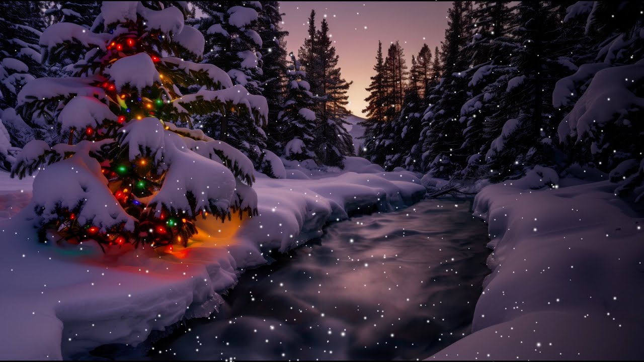 A Serene Christmas Morning by the River: Festive Lights and Nature’s ...