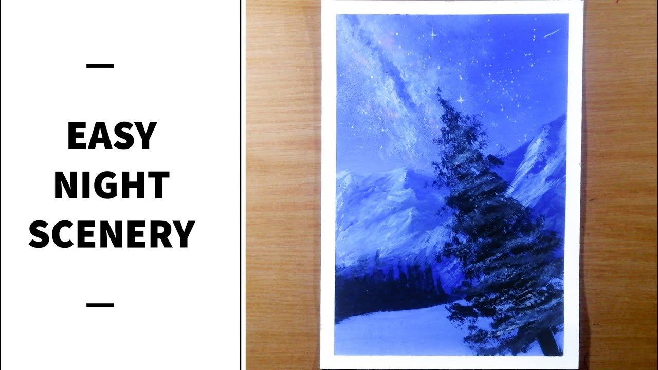 Easy Night scene painting for beginners | Acrylic painting | - YouTube