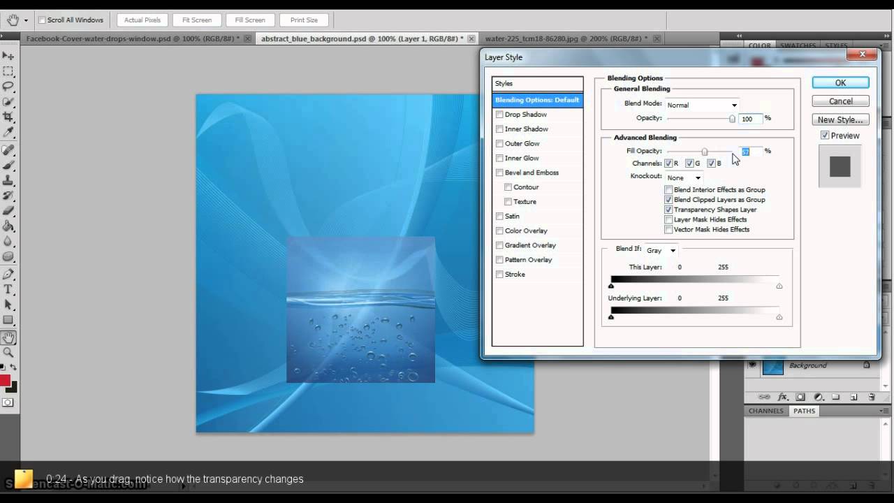 How to change transparency in photoshop (of a photo or object) - YouTube