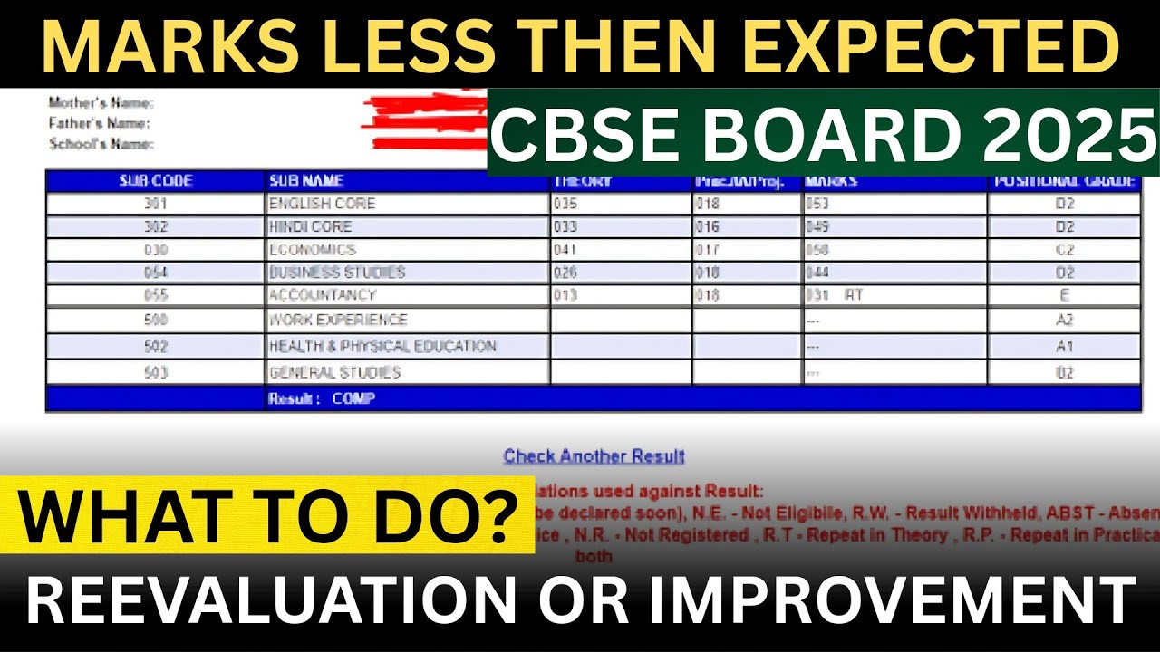 MARKS LESS THEN EXPECTED IN CBSE BOARD 2025 WHAT TO DO? REEVALUATION ...